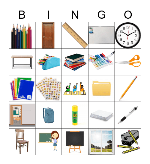 School Objects Bingo Card