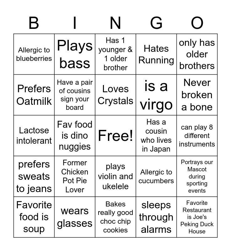 Period 5 Bingo Card