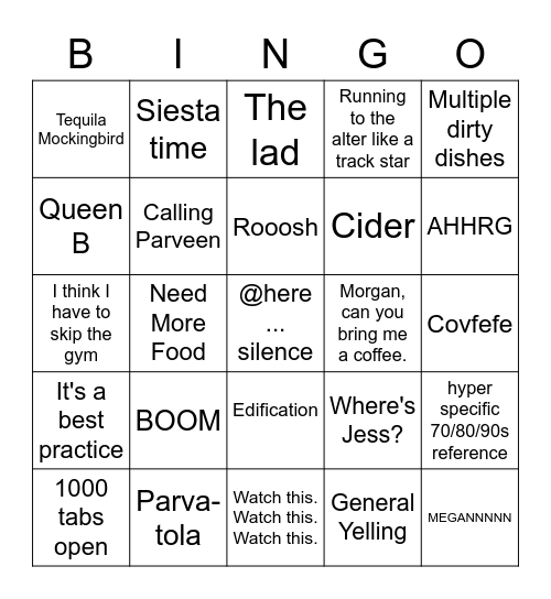 @TB Bingo Card