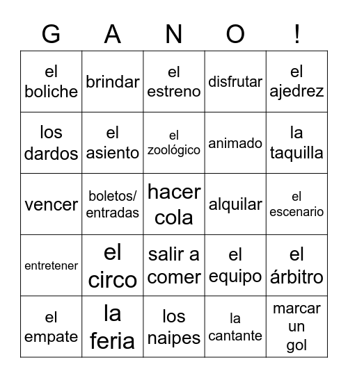 Las Diversiones #2 Bingo Card