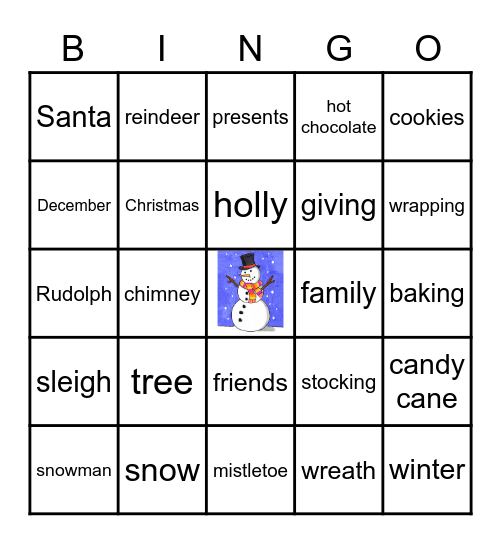 Let's Build A Snowman! Bingo Card