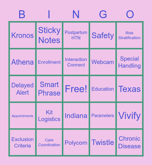 RPM Bingo Card