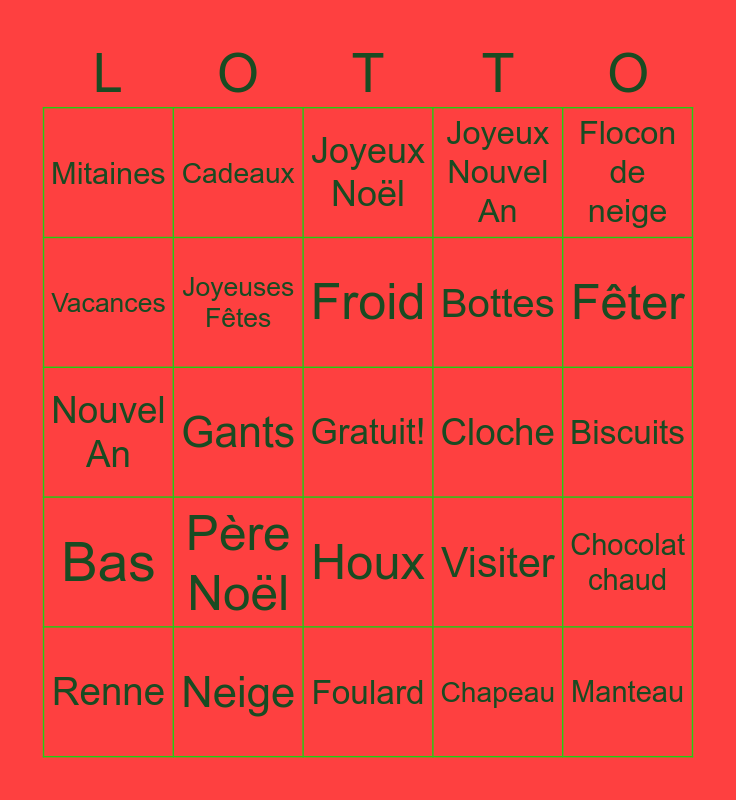 LOTTO d'hiver Bingo Card