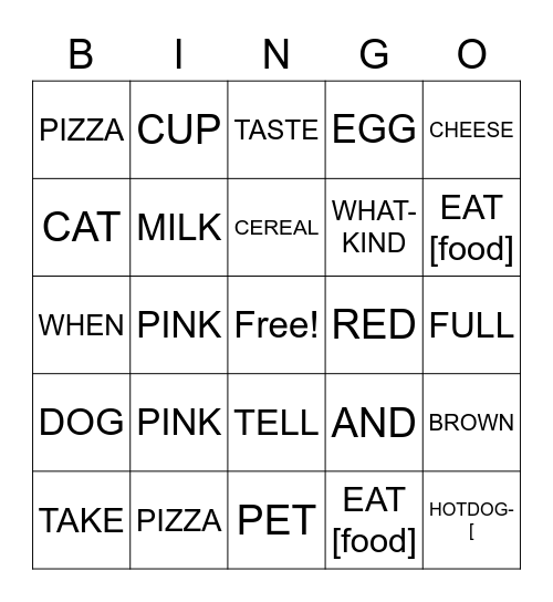 ASL I Bingo Lessons 6-10 Bingo Card