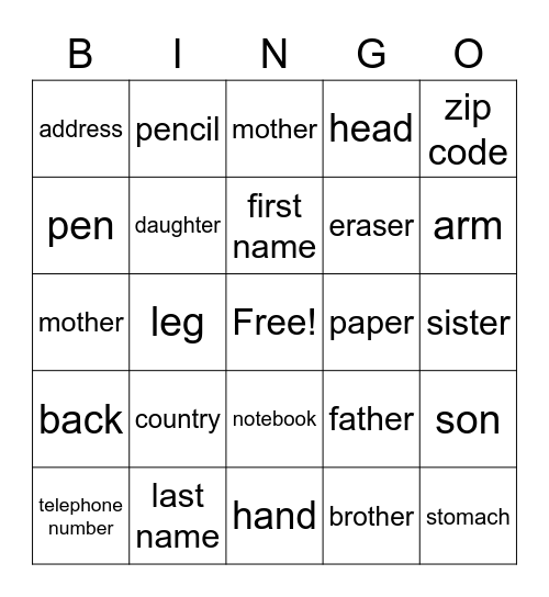 Welcome Back Bingo Card