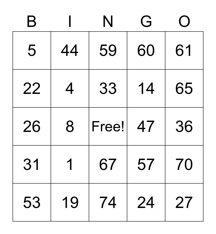 PAR BINGO Round 1 Bingo Card PAR BINGO Round 1 Bingo Card