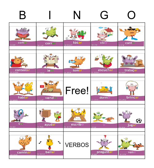 LOS VERBOS Bingo Card