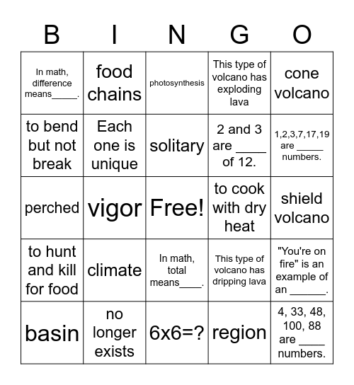 BINGO Round 2 Bingo Card