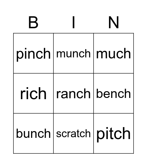 Blends (end) (t)(n) CH Bingo Card