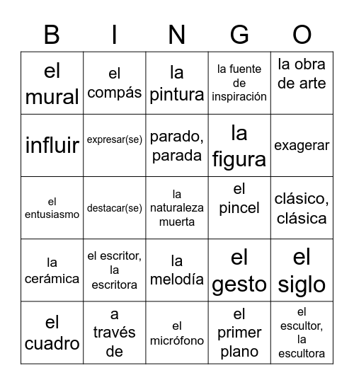 Unidad 2 Bingo Card