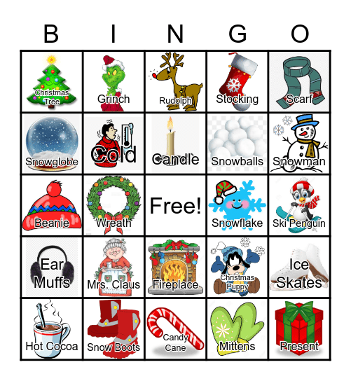Winter Christmas Bingo Card