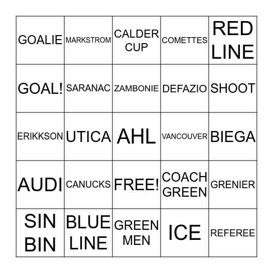CALDER CUP BINGO Card