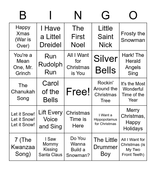 Holiday Bingo Card