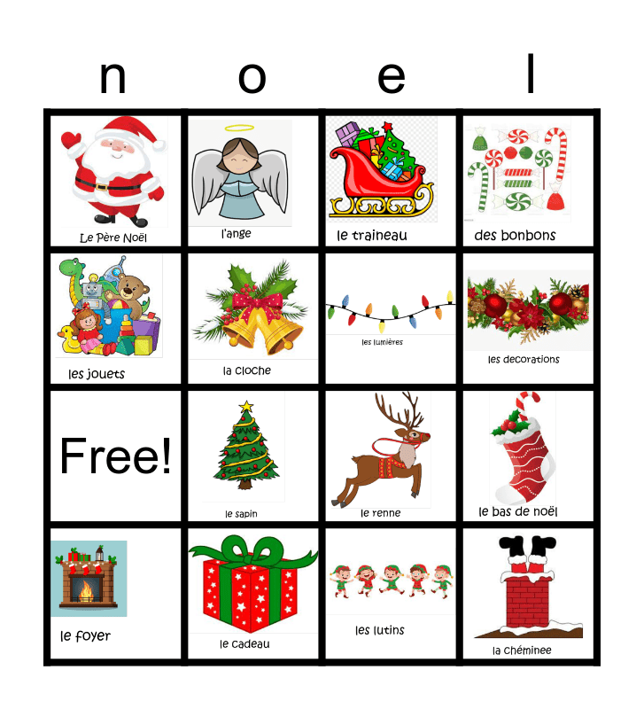 Joyeux Noel Bingo Card