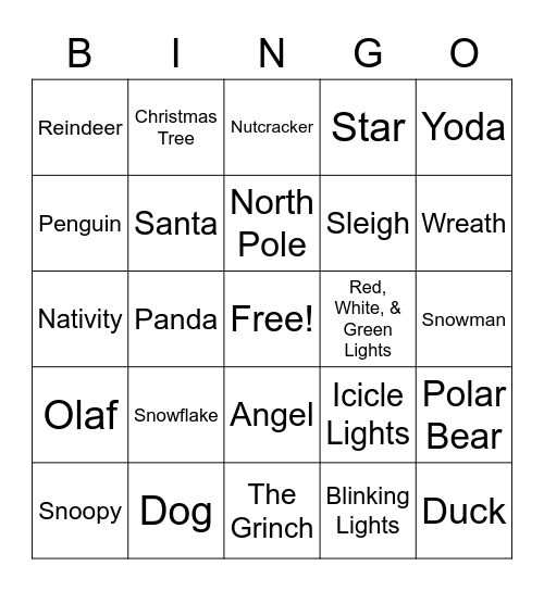 Christmas Scavenger Hunt Bingo Card