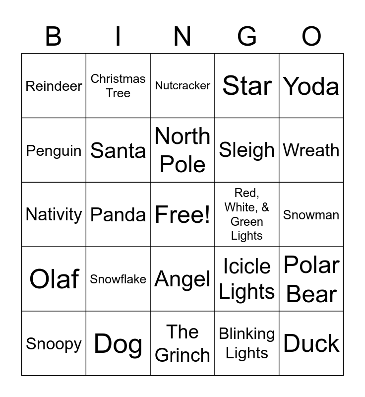 Christmas Scavenger Hunt Bingo Card
