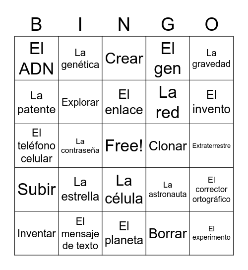 La tecnología y la ciencia BINGO Card