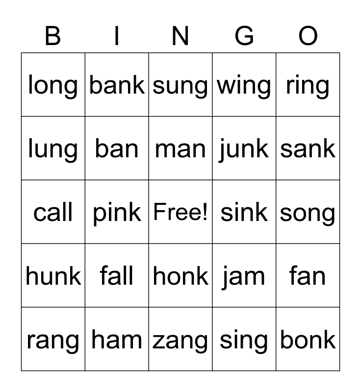 glued sounds Bingo Card