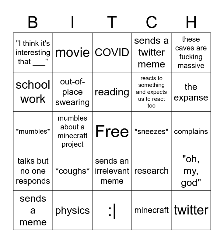 tek i momnet Bingo Card