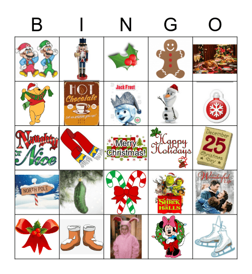 Christmas FAMILY Bingo Game Bingo Card
