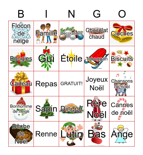 Noel Bingo Card