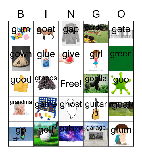 G initial bingo Card