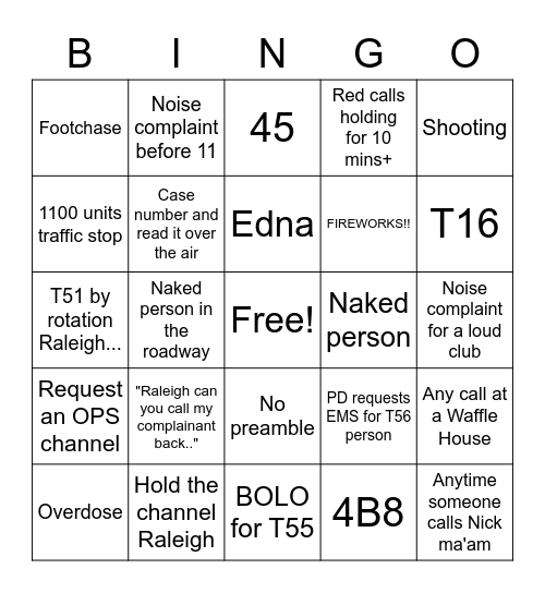 Dispatcher New Year s Eve Bingo Card