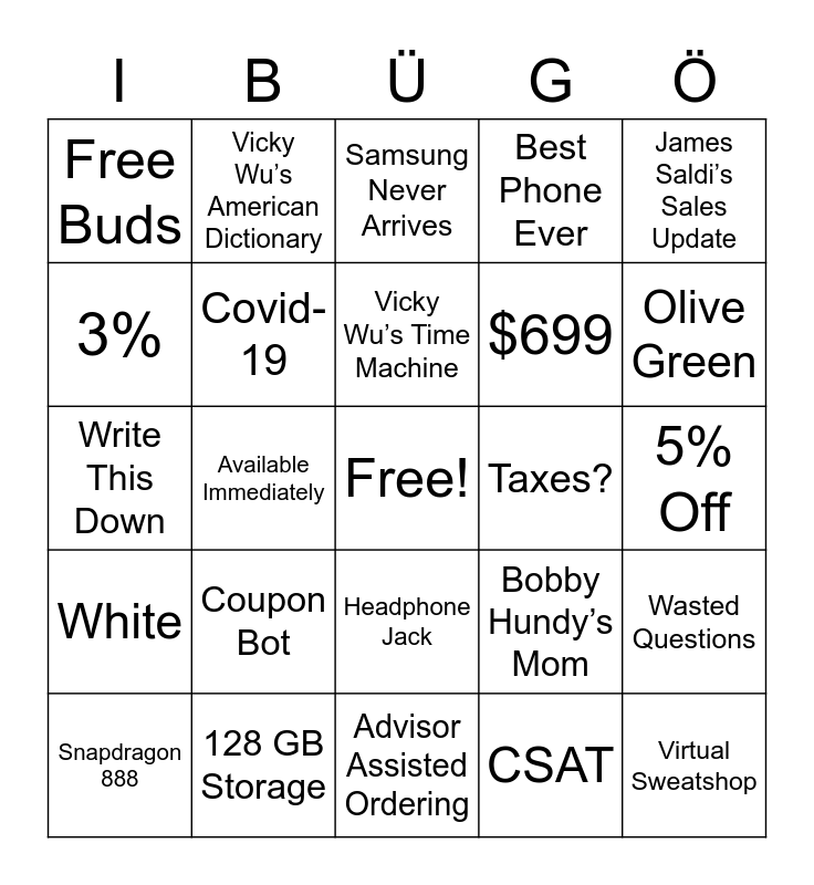 IBÜGÖ Bingo Card