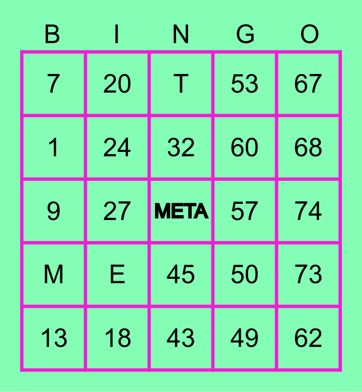 META Bingo Card