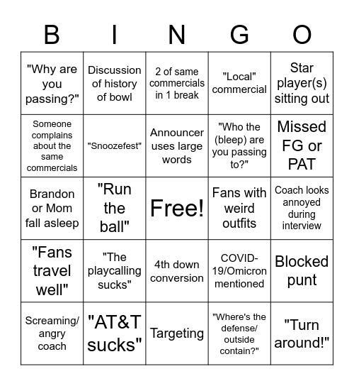 New Year s Day Bingo Card New Year s Day Bingo Card