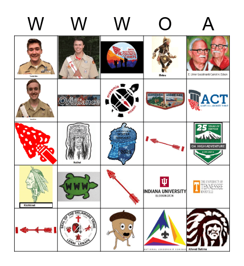 Order of the Arrow Winter Banquet 2022 Bingo Card