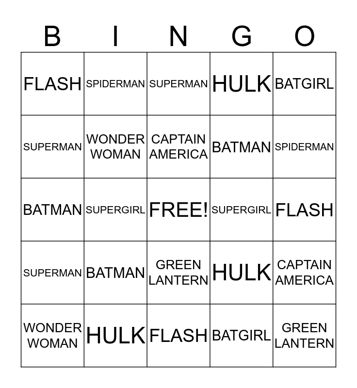 SUPER READER Bingo Card