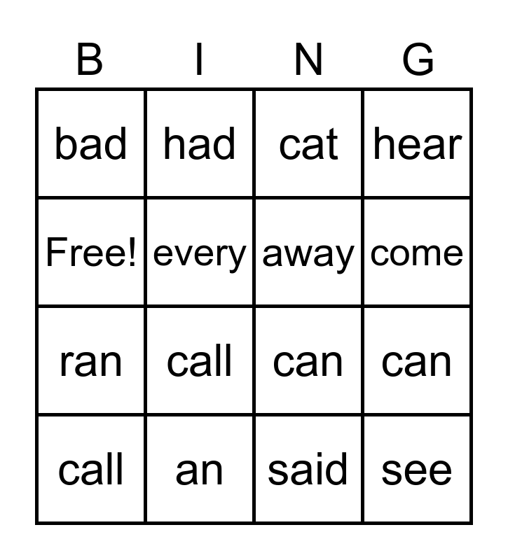 Jack and the Wolf Bingo Card