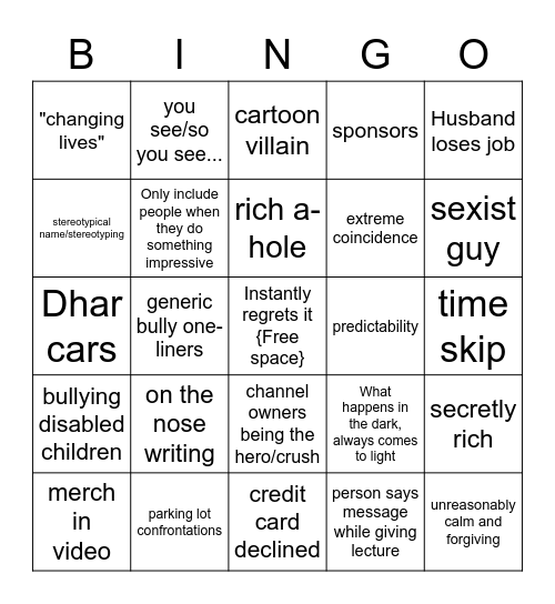 Life lesson channels Bingo Card