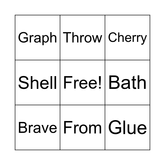 Blends & Digraphs Bingo Card