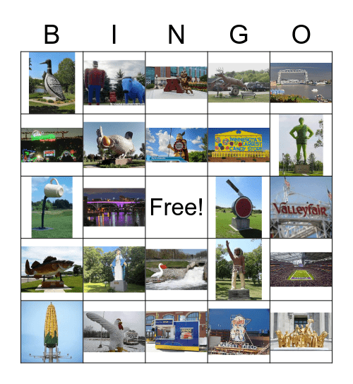 Minnesota Tourism & Roadside Attractions Bingo Card