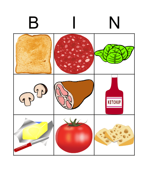 Sandwich Bingo Card