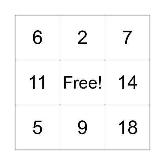Bingo Números 0 - 20 Bingo Card