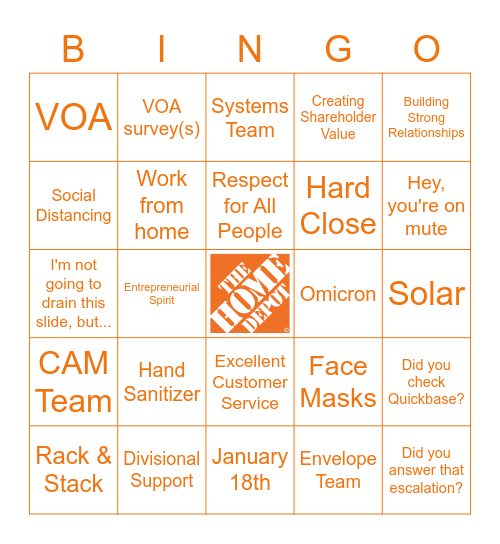 Building Envelope Bingo Card