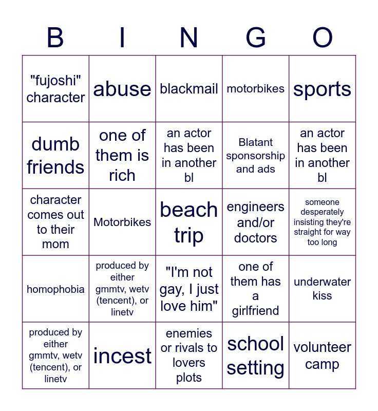 BL Bingo Card