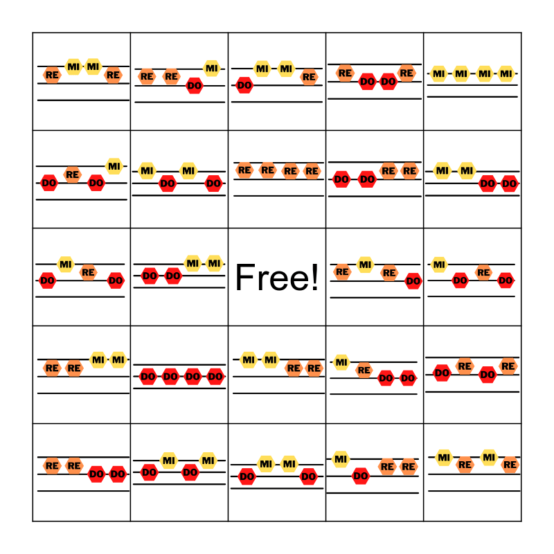 Do Re Mi BINGO! Bingo Card