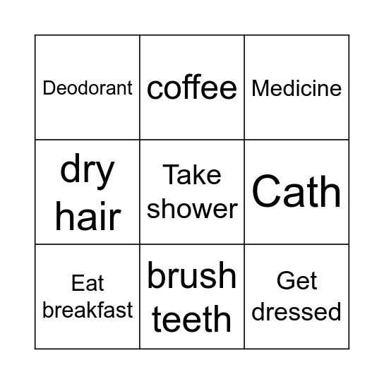 Morning Routine Bingo Card