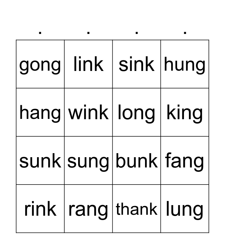 Words With Glued Sounds Bingo Card Words With Glued Sounds Bingo Card