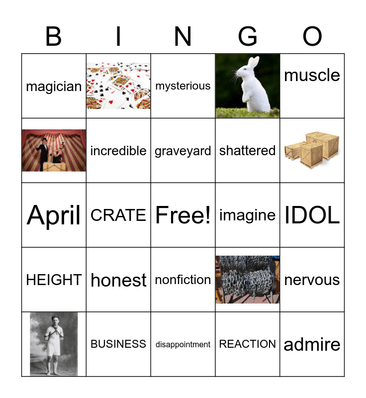 The Houdini Box Bingo Card