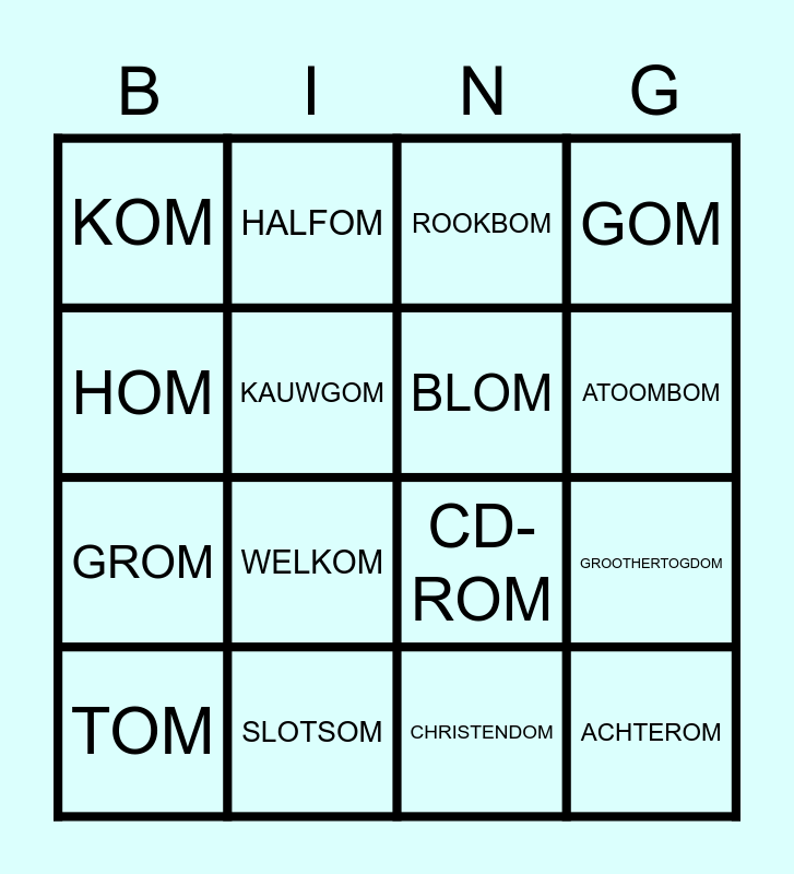 BINGO NOM Bingo Card