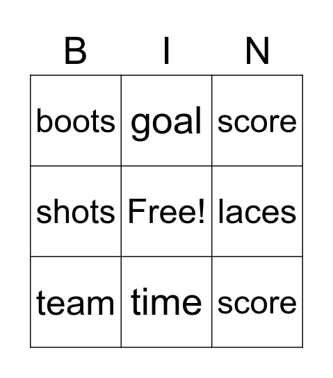 Name Identification Bingo Card