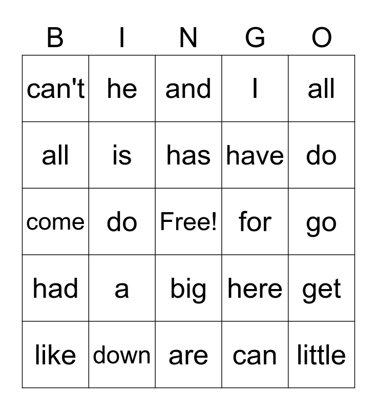 Power Word Bingo - 1G Bingo Card