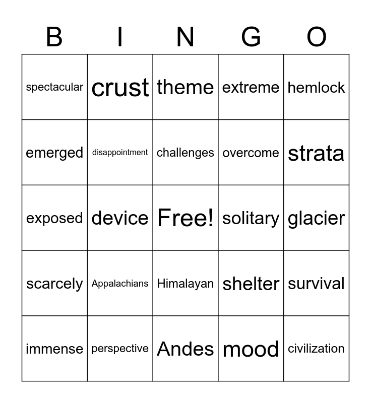 Wit & Wisdom Module 2--4th Grade Bingo Card
