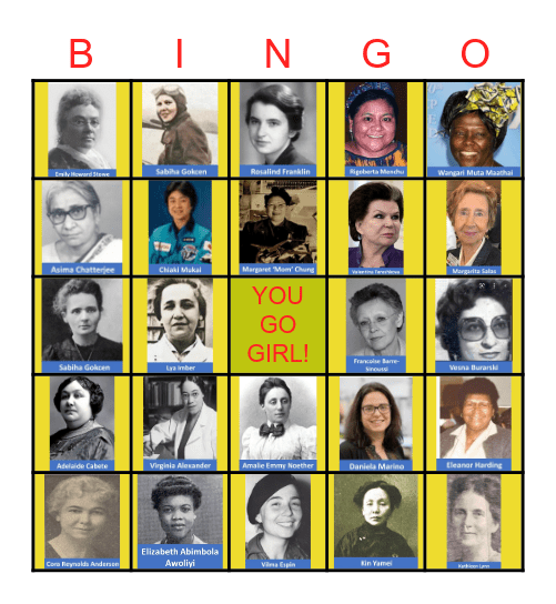 "You Go, Girl!" Bingo Card