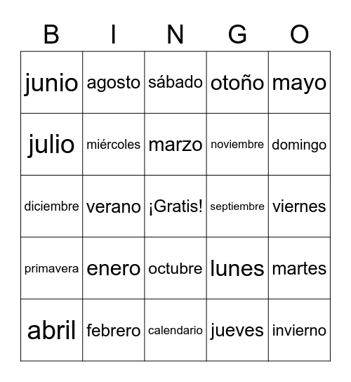 El Calendario Bingo Card